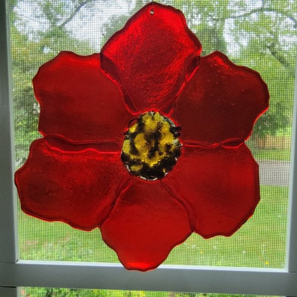 Art | Vintage Red Poppy Suncatcher | Poshmark